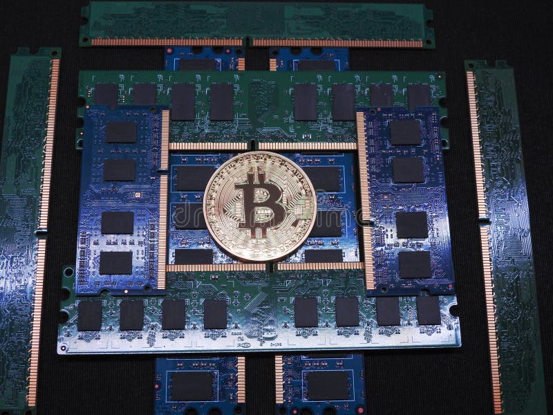 Bitcoin and Pile of Ram Memory Stock Image - Image of gold, banking ...
