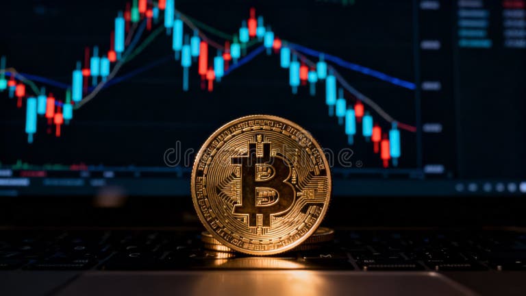Bitcoin with Bearish Market Chart Background Stock Photo - Image of generated, natural: 416208004