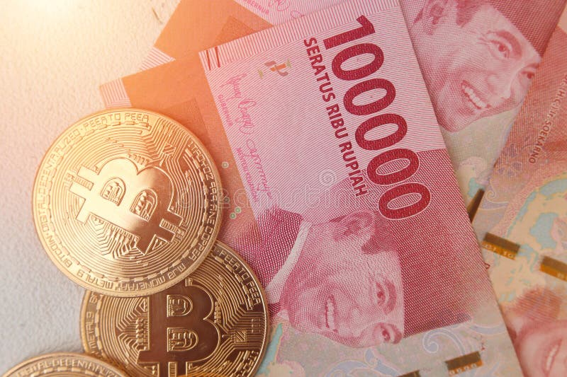 Bitcoin Placing on the Top of One Hundred Thousand Rupiah Bank Note ...