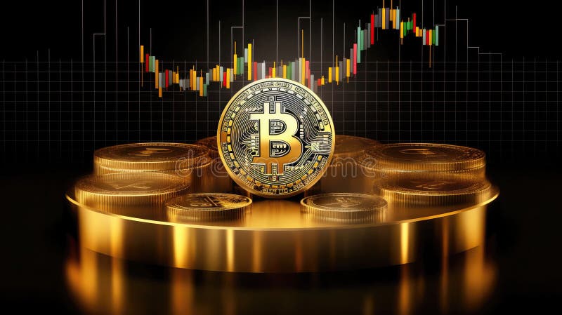 Bitcoin on the Podium Online Trading Chart Background Gold Black ...