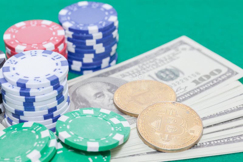 Bitcoin ,poker Chips and Money Stock Image - Image of finance ...