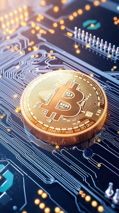Bitcoin Positioned on a Circuit Board Highlighting Sidechain Technology ...