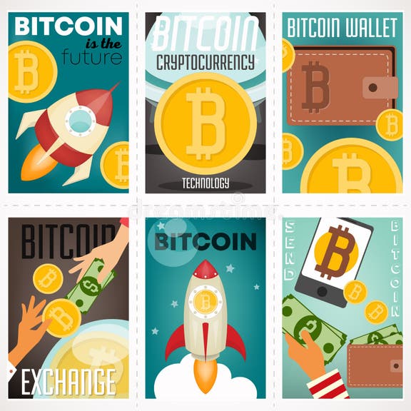 Bitcoin Posters Set stock vector. Illustration of cash - 108047400