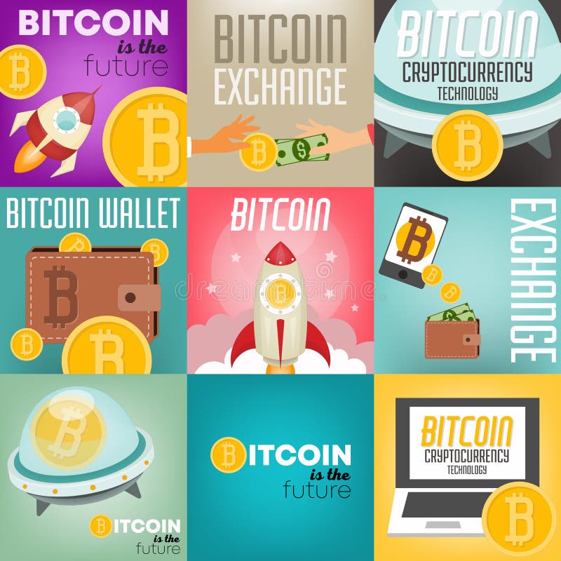 Bitcoin Posters Set stock vector. Illustration of money - 108056508