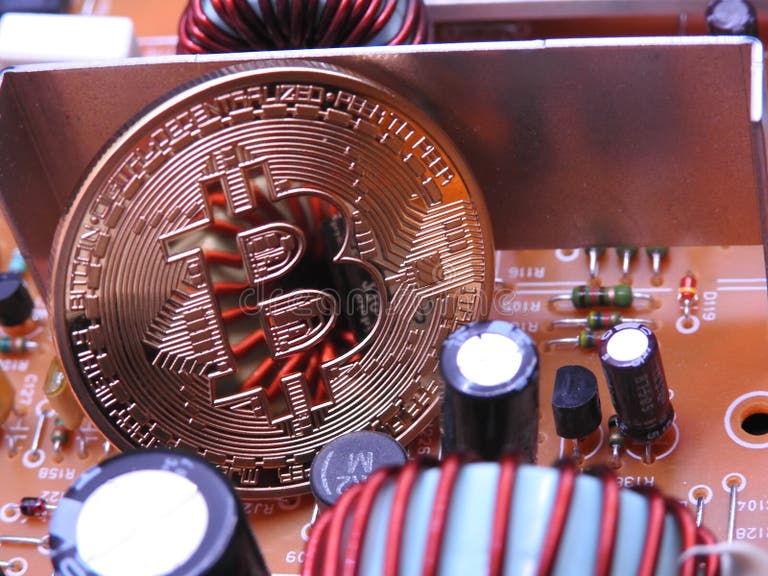 Bitcoin and Power Board Components Stock Image - Image of currency ...