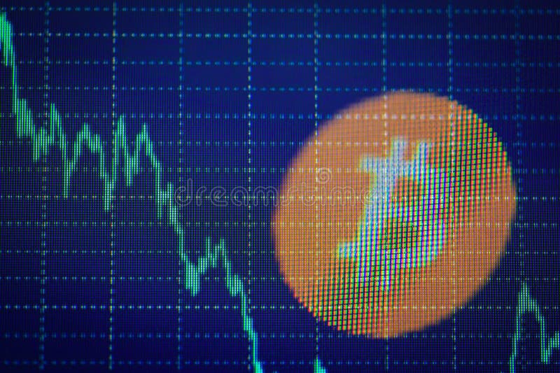 Bitcoin Price Decline on Digital Chart Display with Emphasized Logo ...