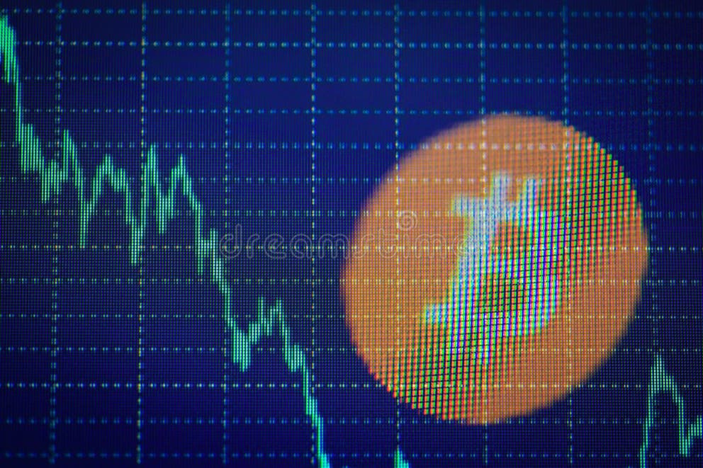 Bitcoin Price Decline on Digital Chart Display with Emphasized Logo ...