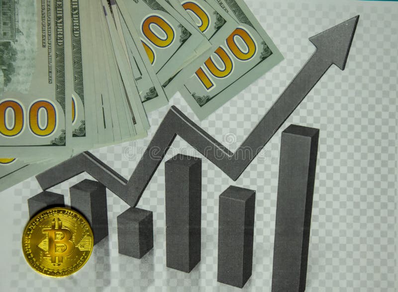 Bitcoin Price Growth Graph. Bitcoin Gold Coin on the Price and Demand ...