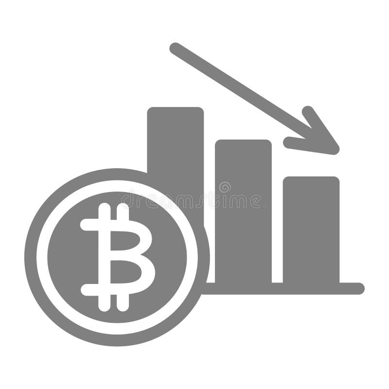 Bitcoin Rate Decrease Solid Icon. Cryptocurrency Graphic Down Vector ...