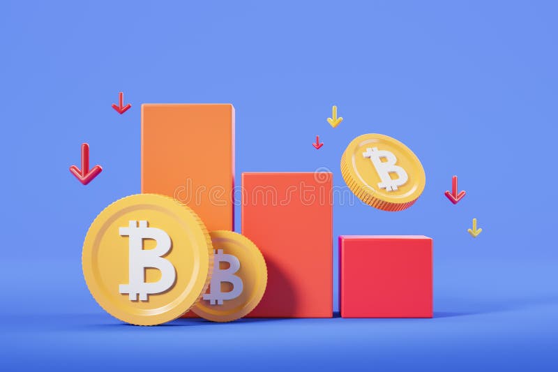 Bitcoin and Red Falling Graph Stock Illustration - Illustration of ...