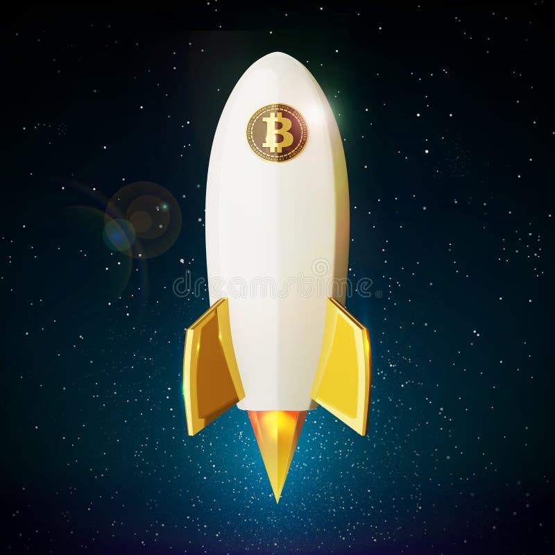Bitcoin rising up stock illustration. Illustration of currency - 268104678