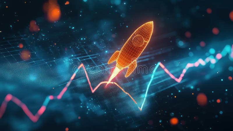 Bitcoin Rocket Growth Chart in 8K Resolution 3D Render Stock ...