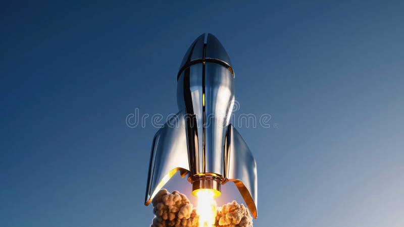 Bitcoin Rocket Launch Soaring into the Sky from a Futuristic Launchpad ...