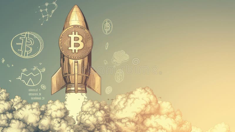 Bitcoin Rocket Launch Symbolizing Cryptocurrency Growth Stock Photo ...