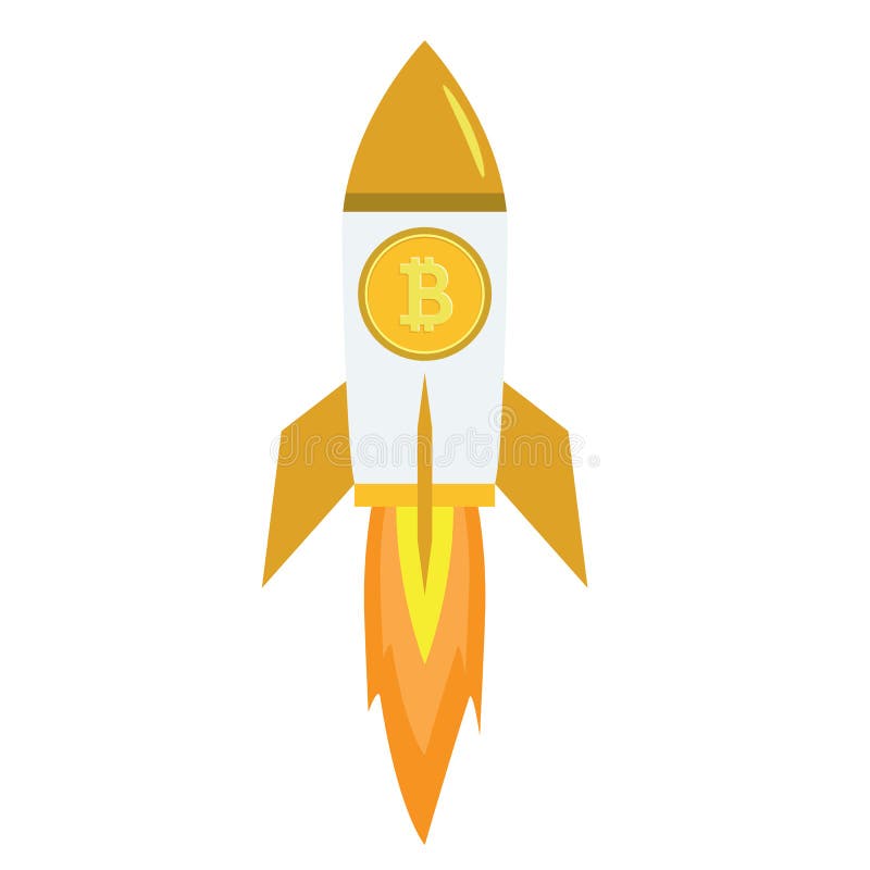 Bitcoin Rocket Ship Flying with Success. Developement Concept Stock ...