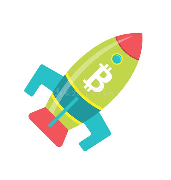 Bitcoin Rocket Ship Launching into Space, Cryptocurrency, Virtual ...
