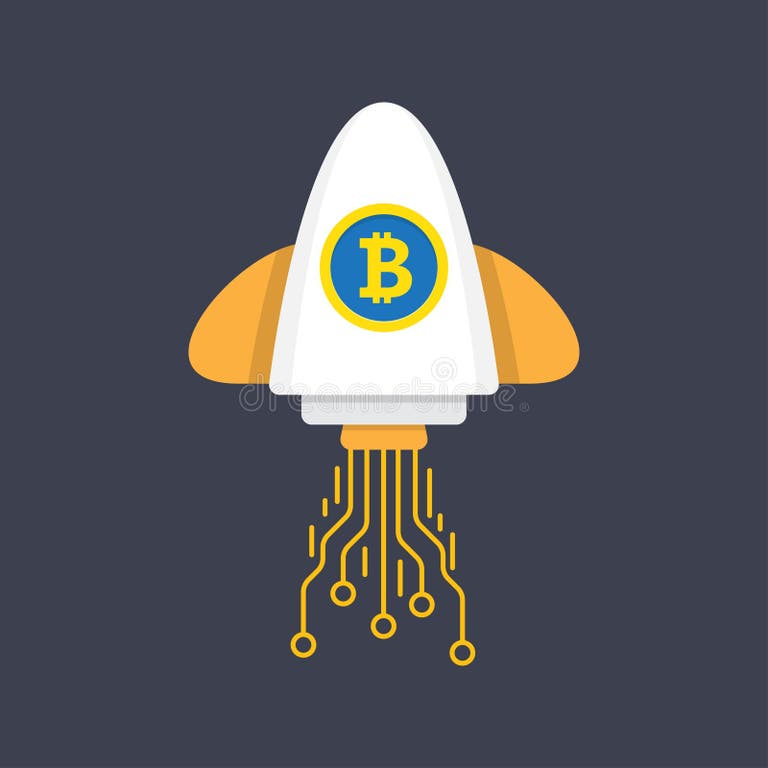 Bitcoin Rocket Ship Launching Stock Vector - Illustration of isolated ...