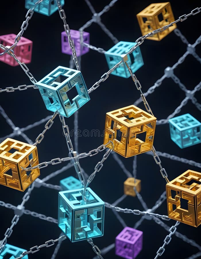 Bitcoin S Multidimensional Chain Grid AI Generative Stock Photo - Image ...