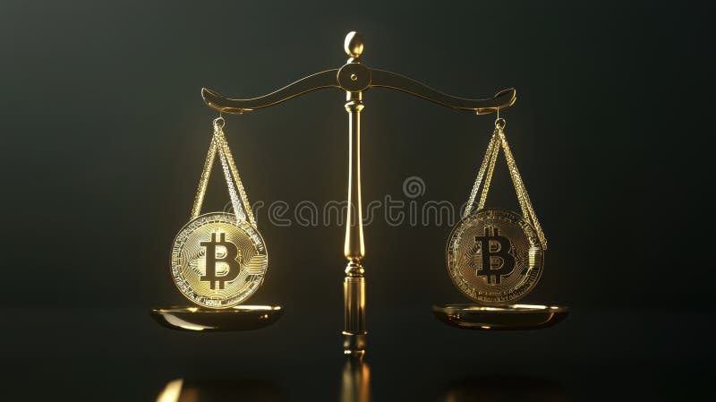 Bitcoin on a Scale of Justice Stock Illustration - Illustration of ...