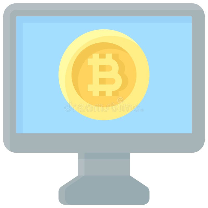 Bitcoin on Screen Icon, Cryptocurrency Related Vector Stock Vector ...
