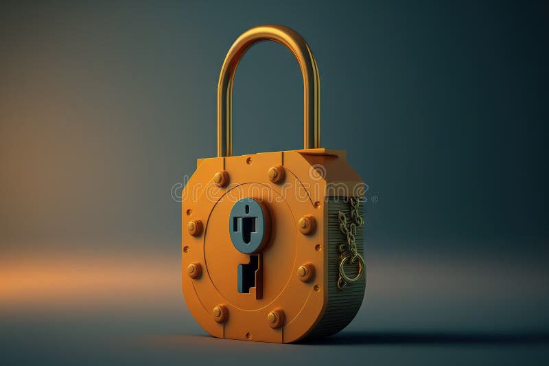 Bitcoin Security Concept Gold Coin with Padlock Stock Illustration ...