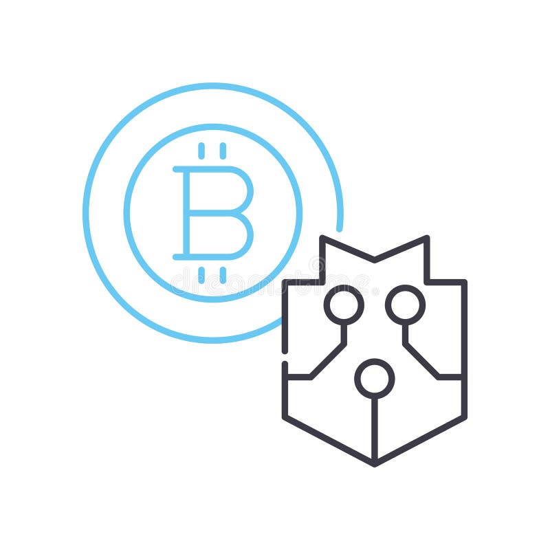 Bitcoin Security Line Icon, Outline Symbol, Vector Illustration ...