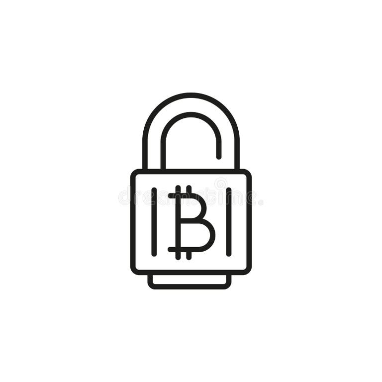 Bitcoin Security Lock Icon stock vector. Illustration of efinance ...