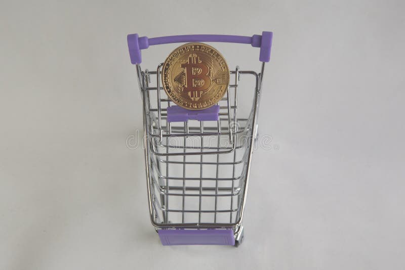 Bitcoin in Shopping Cart on White Background Editorial Photography ...