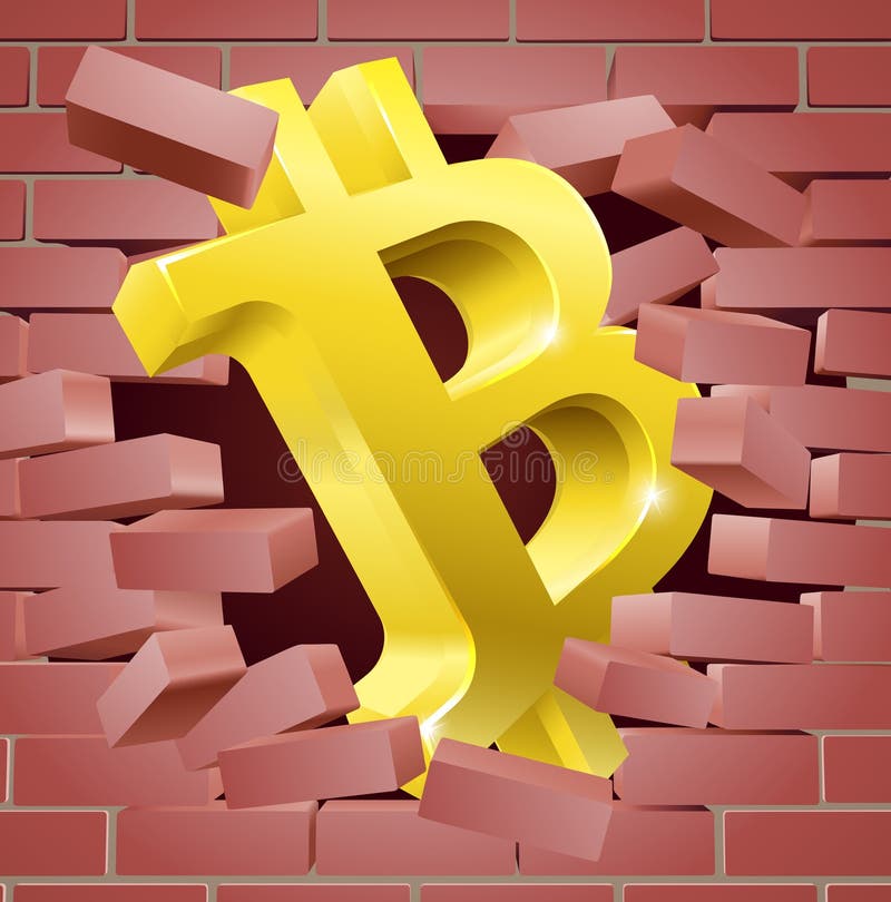 Bitcoin Sign Breaking through Wall Concept Stock Vector - Illustration ...