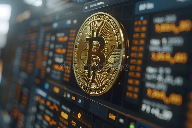 Bitcoin Sign Displayed on Computer Screen. Generative AI Stock ...