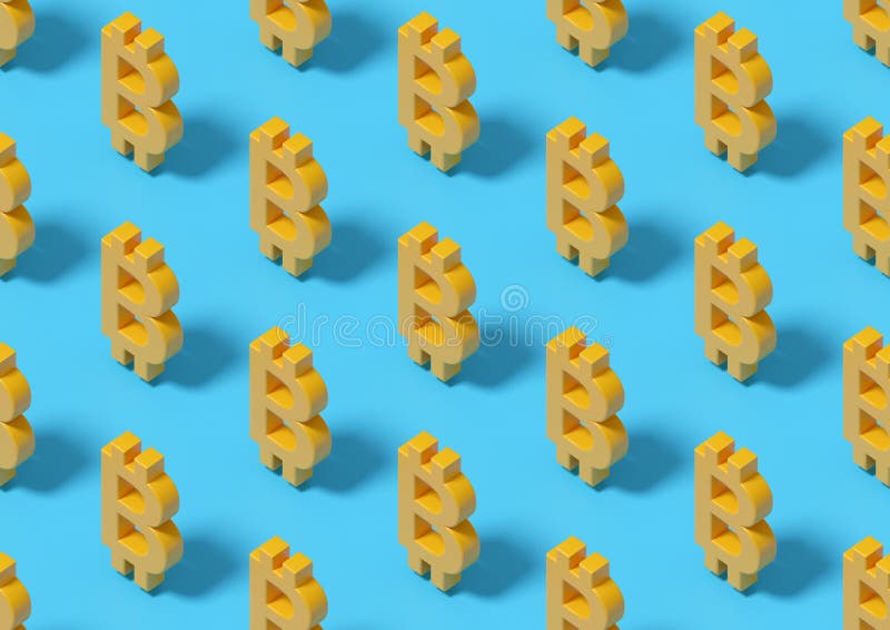 Bitcoin Sign, Isometric Seamless Pattern. 3d Illustration Stock ...