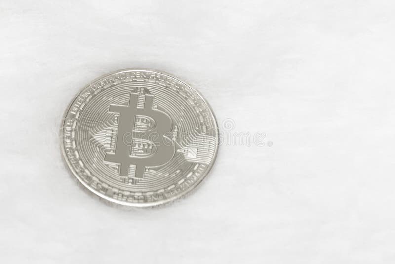 Bitcoin Silver Coin on a White Background. Close-up Stock Photo - Image ...