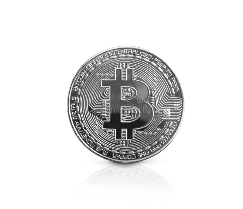 Bitcoin. Silver Bitcoin Isolated on White Background Stock Image ...