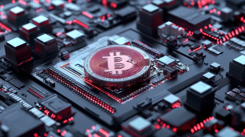 A Bitcoin is Sitting on Top of a Computer Chip, AI Stock Photo - Image ...