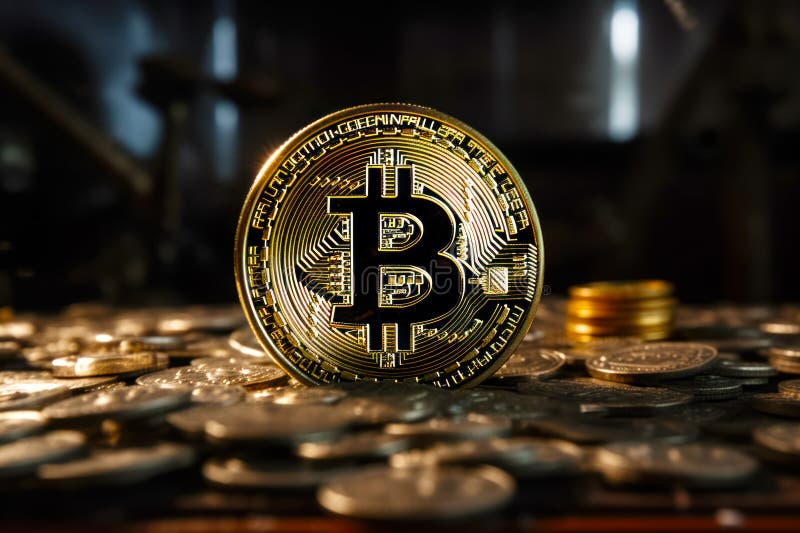 Bitcoin Sitting on Top of Pile of Silver and Gold Coins. Generative AI ...