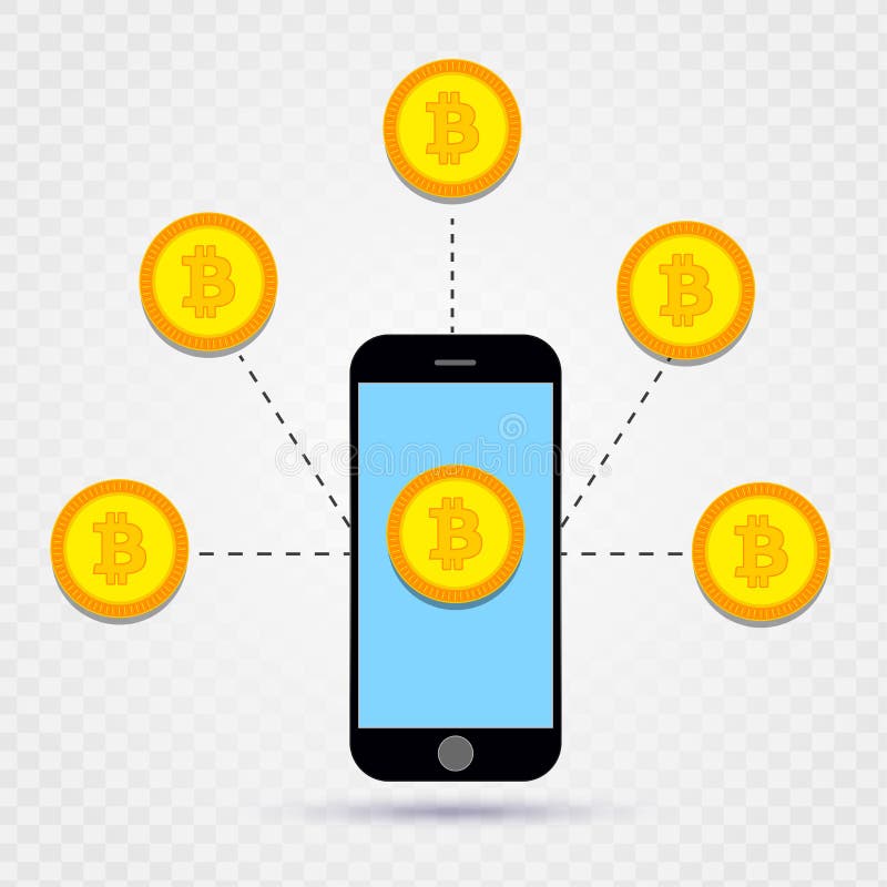 Bitcoin on Smart Phone. stock illustration. Illustration of market ...