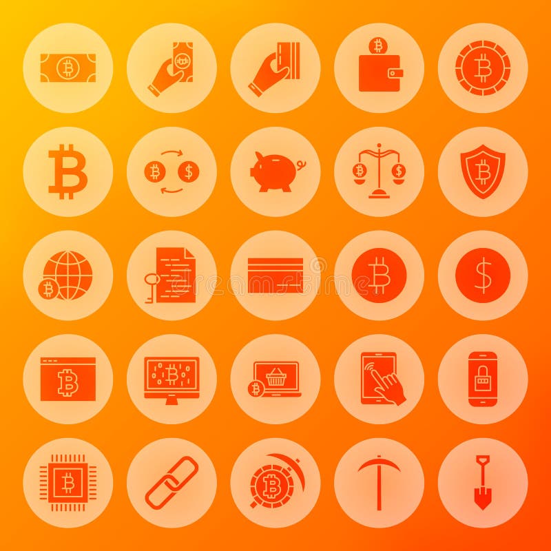 Bitcoin Solid Circle Icons stock vector. Illustration of crypto - 93272499