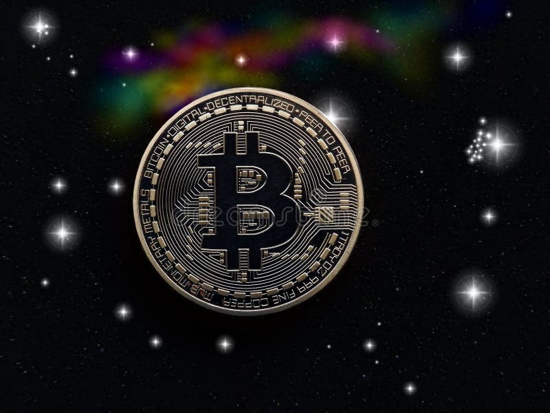 Bitcoin in space stock image. Image of space, technology - 92248965