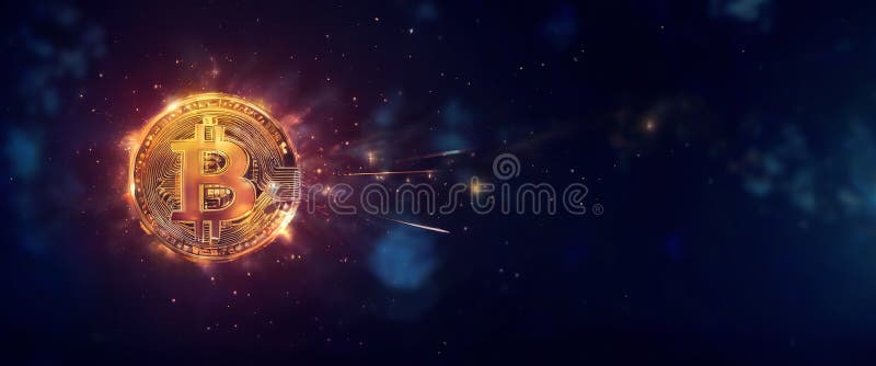 Bitcoin in Space Symbolizing Digital Currency S Global Reach Stock ...