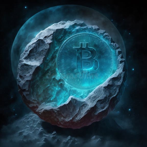 Bitcoin in the Sphere of a Round Stone. Illustration with Blurred ...