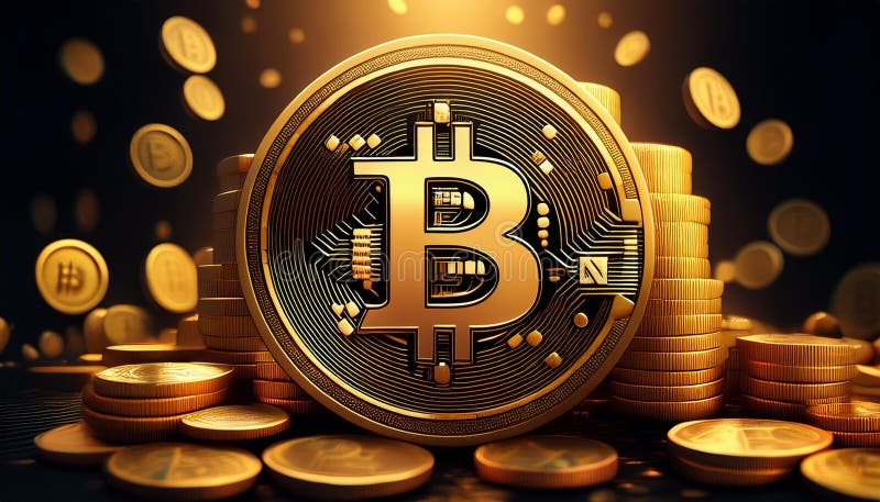 Bitcoin Stack for a Digital Currency Stock Illustration - Illustration ...