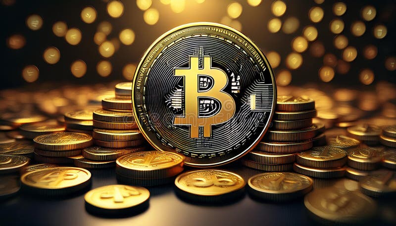 Bitcoin Stack for a Digital Currency Stock Illustration - Illustration ...