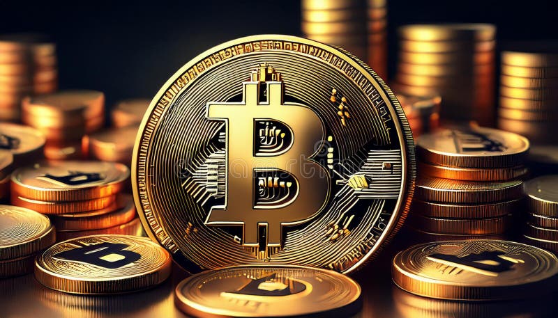 Bitcoin Stack for a Digital Currency Stock Illustration - Illustration ...