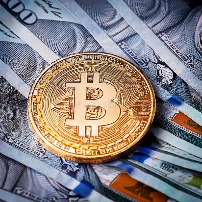 Bitcoin Stacked with Dollar Bills Representing Modern Currency. AI ...