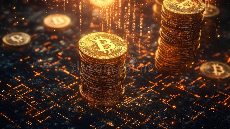 Bitcoin Stacks stock illustration. Illustration of future - 335081755