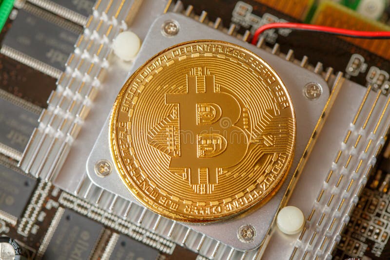 Bitcoin Stand on Motherboard Stock Photo - Image of bank, bitcoinicon ...