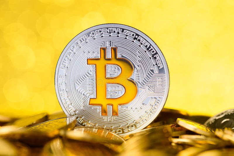 Bitcoin Stand in Pile on Golden Coins Editorial Image - Image of ...