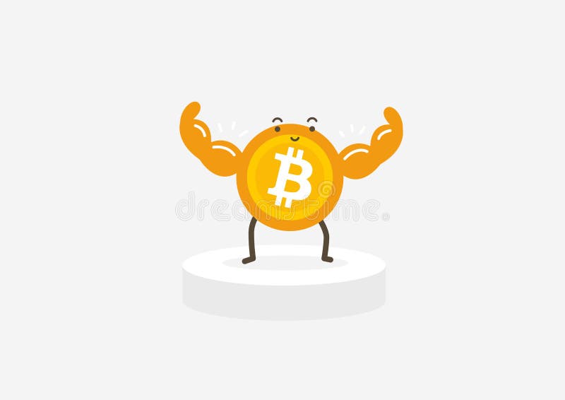 Bitcoin Standing on Podium and Shows Strength. Cryptocurrency Cartoon ...