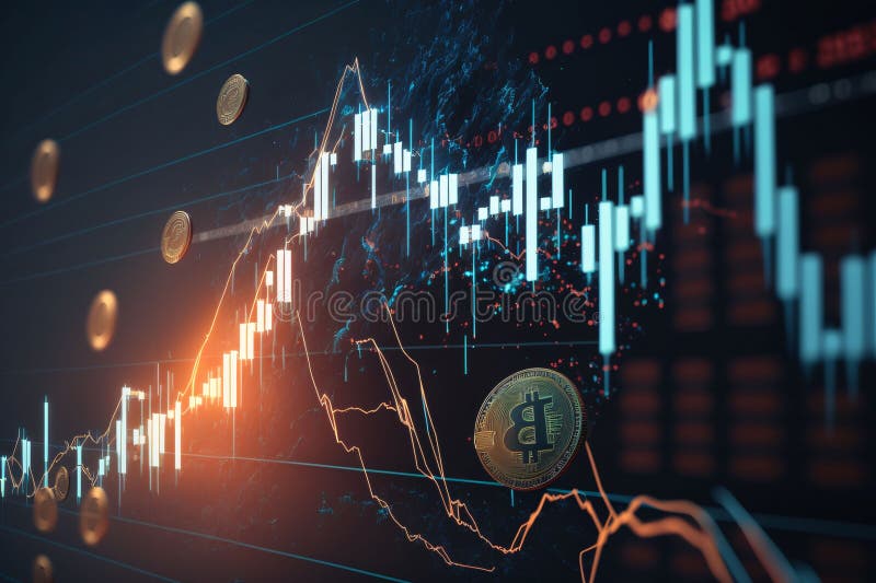 Bitcoin and Stock Market Chart on Digital Screen. Business and ...