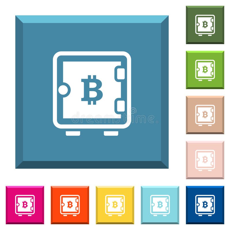 Bitcoin Strong Box White Icons on Edged Square Buttons Stock Vector ...